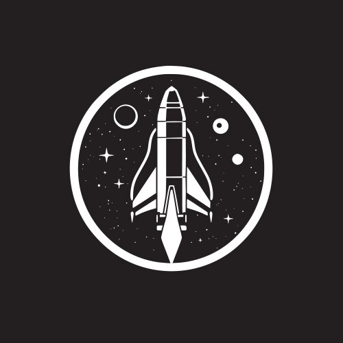 Space ship logo outline version Royalty Free Vector Image