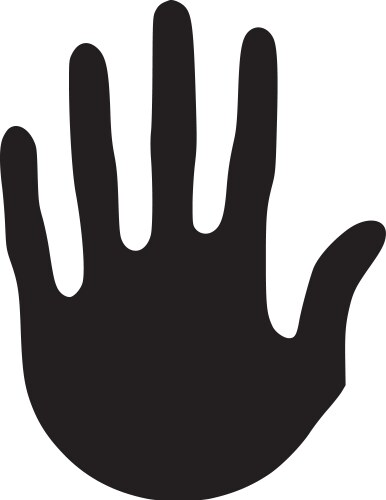 Black silhouette of left hand Royalty Free Vector Image