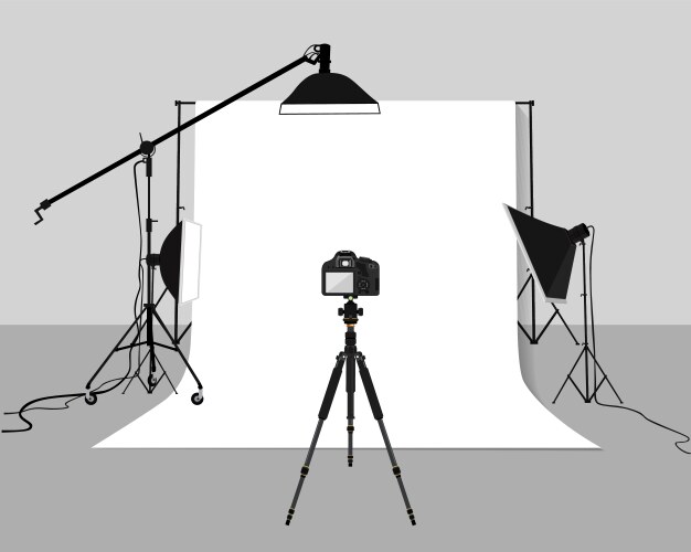 Photography studio photo backdrop and spotlight Vector Image