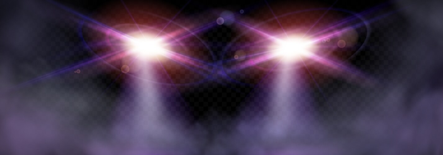 Realistic night car light flare effect Royalty Free Vector