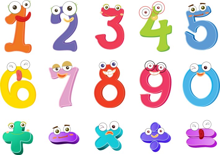 Children cartoon character with math and number Vector Image
