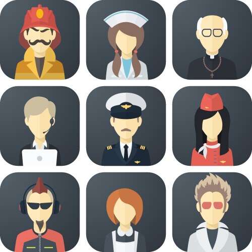 Occupations icons set Royalty Free Vector Image