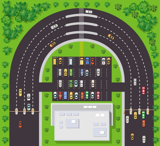 Top view of road junction Royalty Free Vector Image