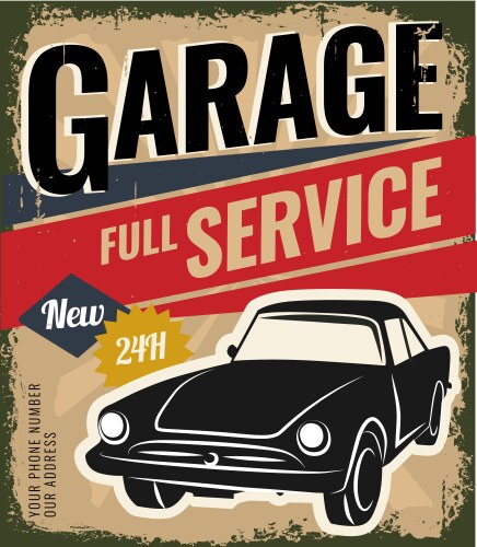 Vintage garage sign Royalty Free Vector Image - VectorStock