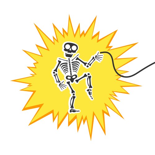 Skeleton electric shock by high voltage Royalty Free Vector