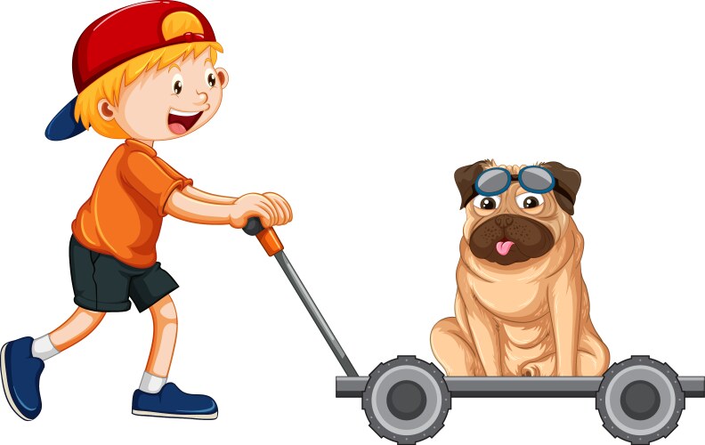 Kid pushing and pulling Royalty Free Vector Image