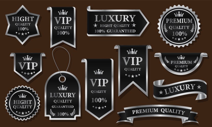 Black golden luxury premium quality label badges Vector Image