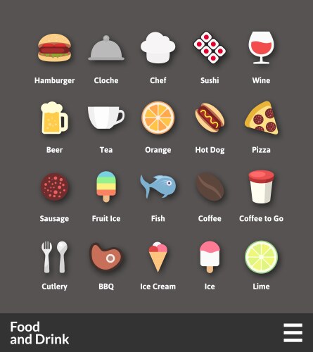 Square shaped food icon set Royalty Free Vector Image