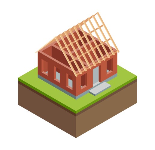 Isometric House Construction Stages Royalty Free Vector