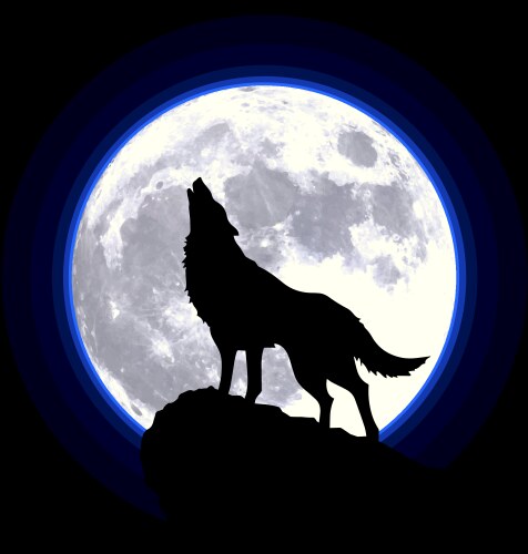Wolf Howling at Moon Silhouette Vector Images (over 1,500)