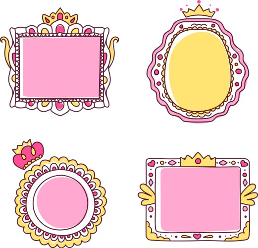 Princess borders cute girl party invitation Vector Image