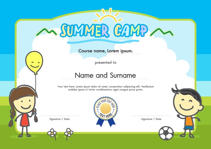 Kids Summer Camp Certificate Vector Images (over 160)