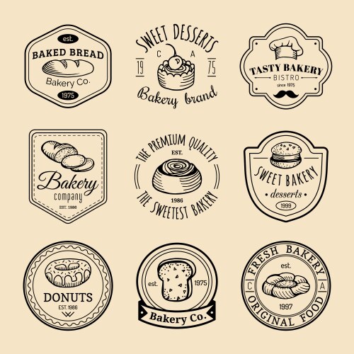 Set of vintage retro bakery labels Royalty Free Vector Image