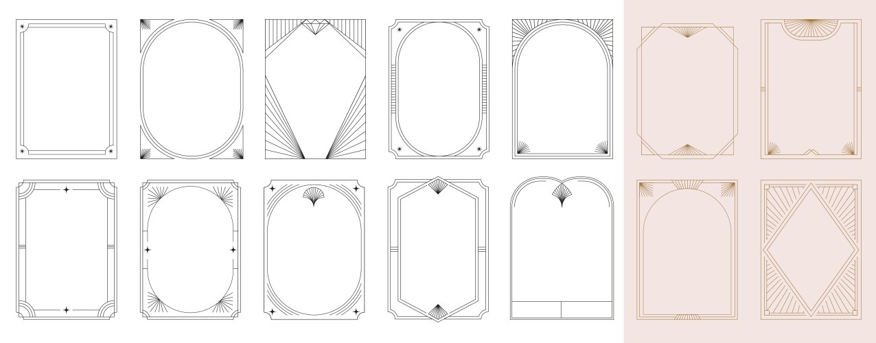 Art deco arch frames arcs doors or borders set Vector Image