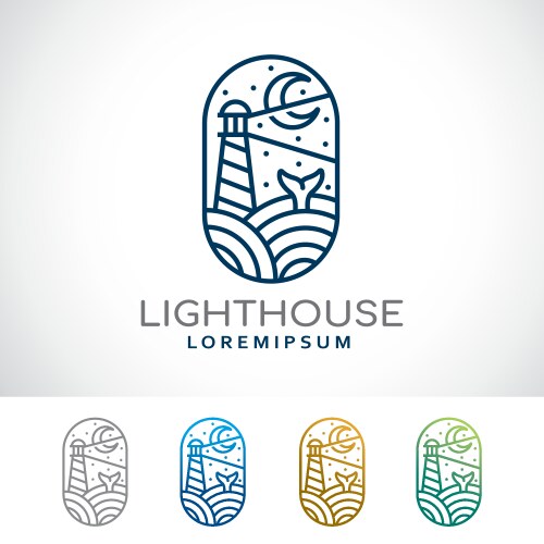 Lighthouse line logo design template Royalty Free Vector