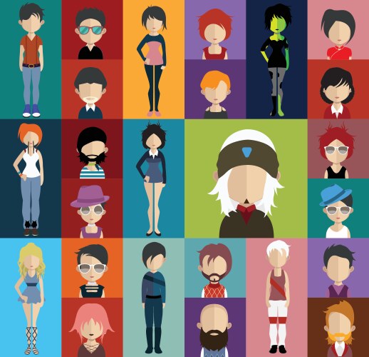 People avatar with full body and torso variations Vector Image