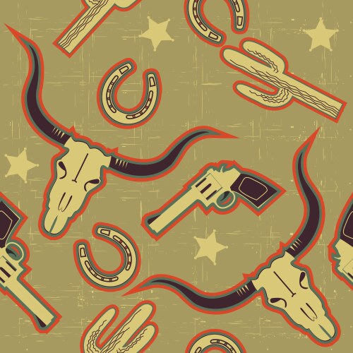 Seamless cowboy pattern Royalty Free Vector Image