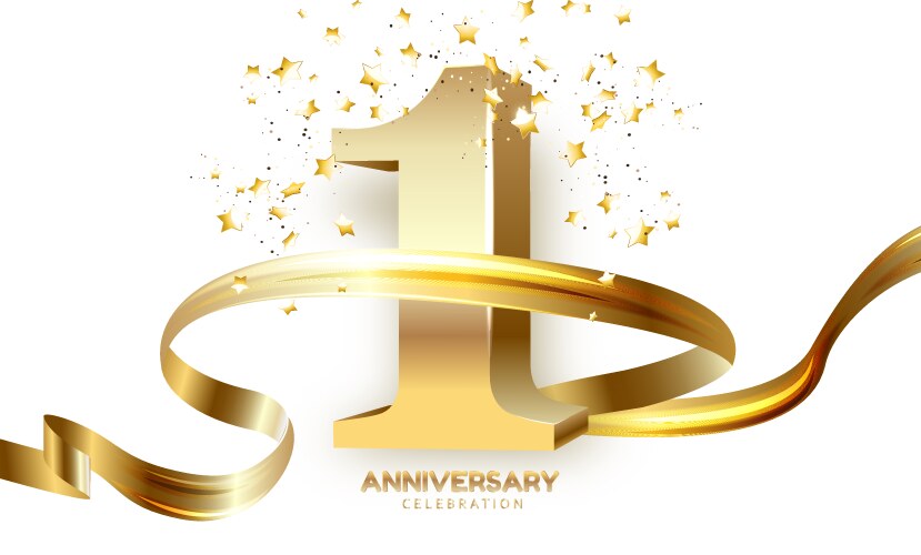 1th anniversary celebration gold numbers Vector Image
