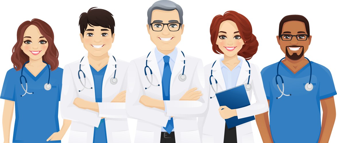 Diverse Doctor Team Royalty Free Vector Image - VectorStock