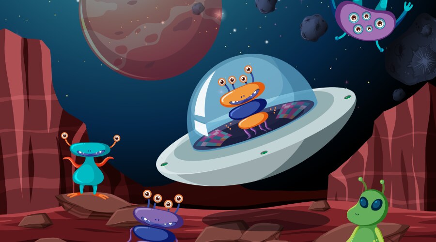Alien world concept scene for game design Vector Image