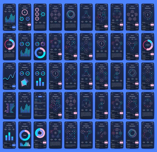 Different ui ux gui screens and flat web icons Vector Image