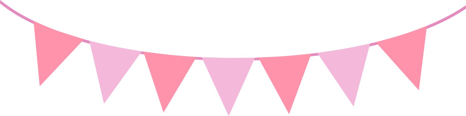 Pink streamer flag pennants doodle drawing Vector Image