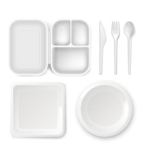 Disposable tableware realistic image Royalty Free Vector