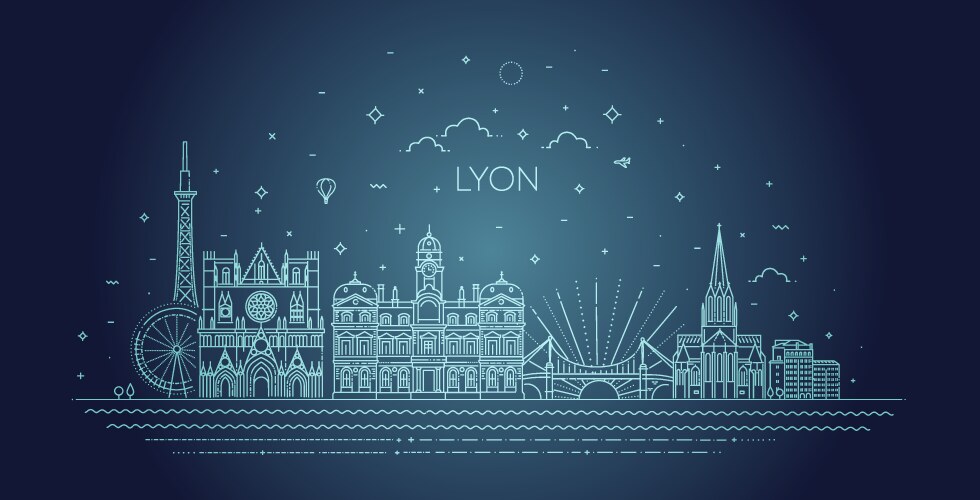 Paris cityscape line art style detailed skyline Vector Image