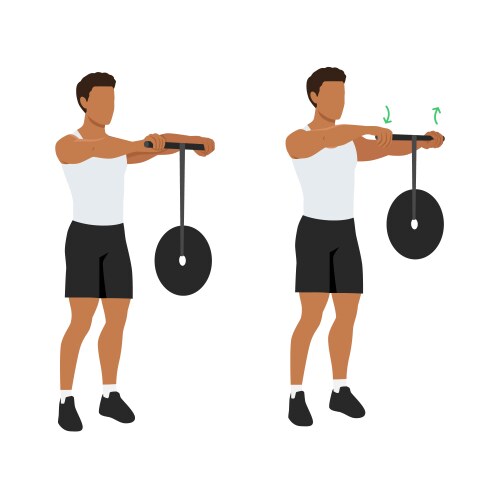 Man doing seated alternating bicep twist curl Vector Image