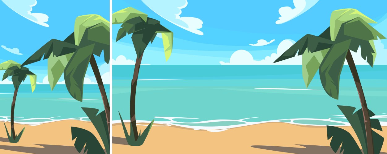 Summer island scenery with palm trees Royalty Free Vector