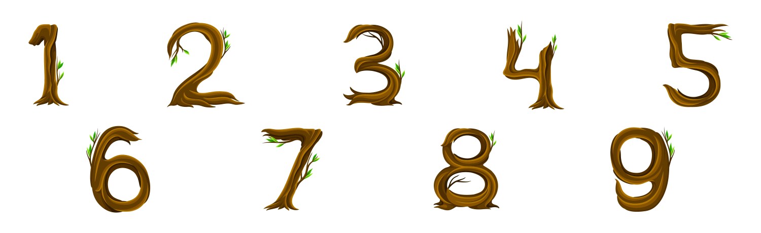Forest woody number brown with branch set Vector Image