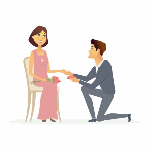 Cartoon proposal of marriage Royalty Free Vector Image