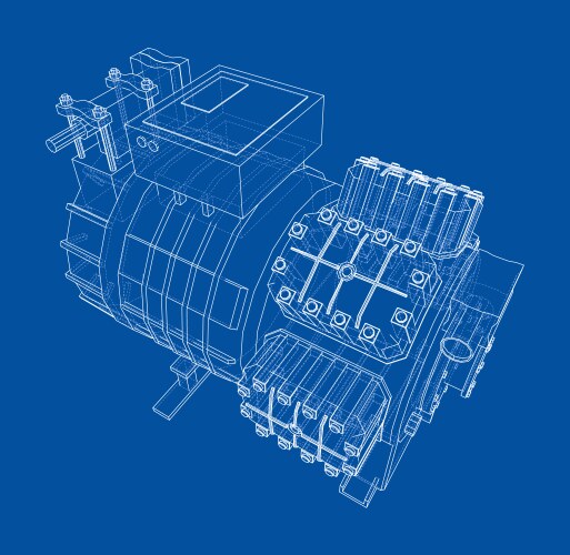 Engine compressor blisk drawing Royalty Free Vector Image