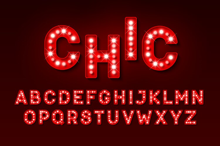 Broadway lights retro style light bulb font Vector Image