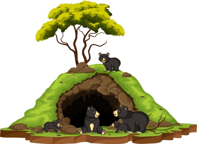 Cartoon the cave with stalactites Royalty Free Vector Image