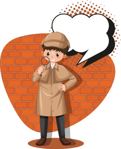 Cartoon a detective investigate Royalty Free Vector Image