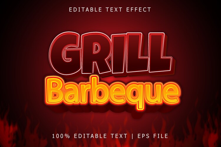 Barbecue grill editable text effect 3 dimension Vector Image