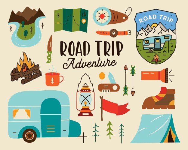 Road trip with family cartoon Royalty Free Vector Image