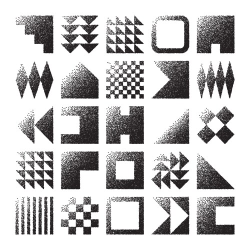 Brutalist geometric shapes dotted objects Vector Image