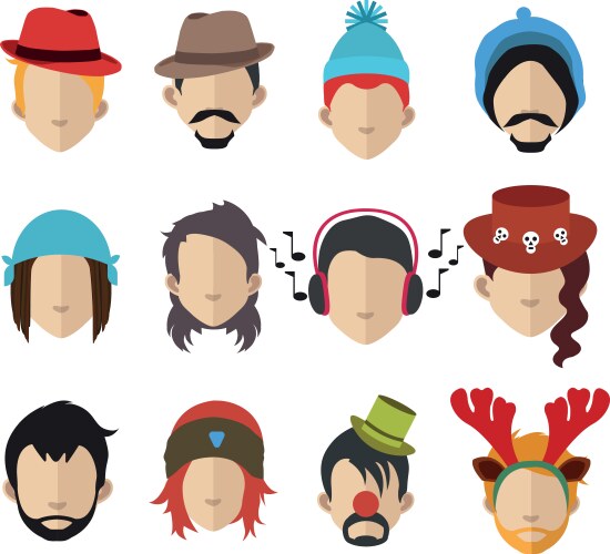 Set of people icons with faces Royalty Free Vector Image