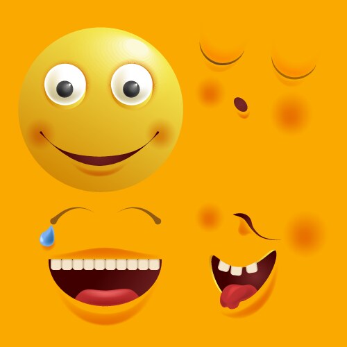 Smile constructor cartoon smiley emoticon emoji Vector Image