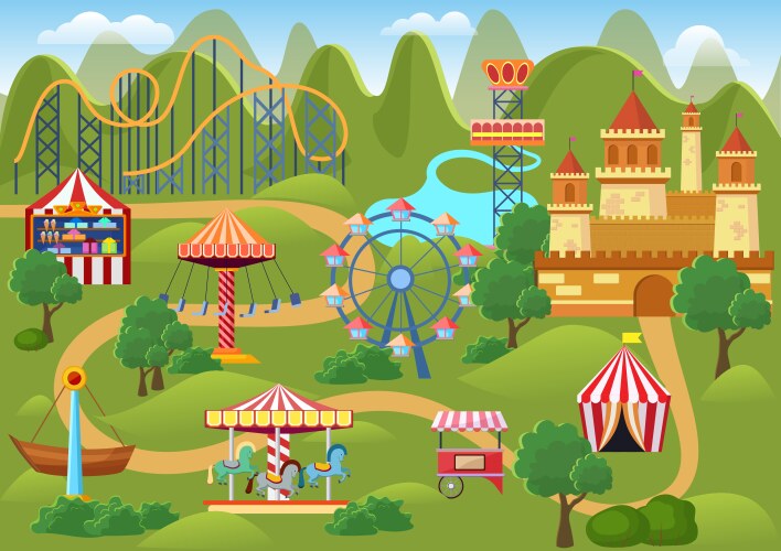 Amusement park map Royalty Free Vector Image - VectorStock