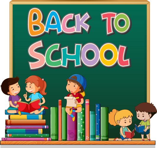 Paper template with boys reading books Royalty Free Vector