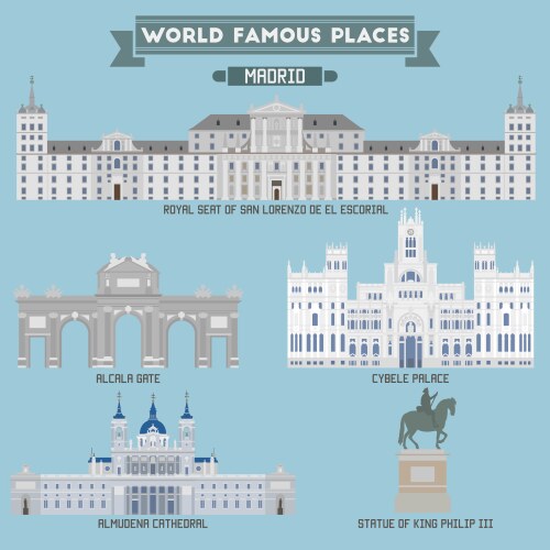 Madrid spain travel doodle with architecture Vector Image