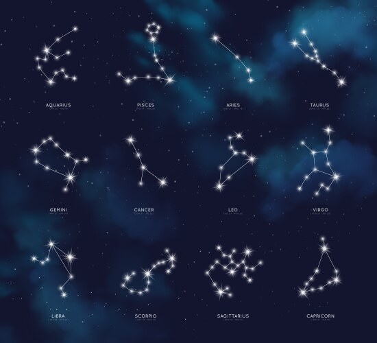 Set of zodiac constellations Royalty Free Vector Image