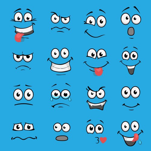 Cartoon faces funny face expressions caricature Vector Image