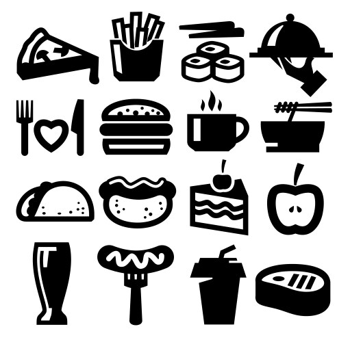 Food icon set on white background Royalty Free Vector Image