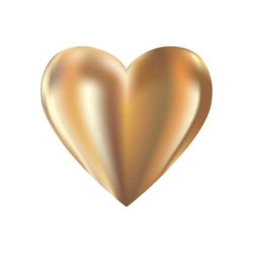 Golden realistic heart icon on white background Vector Image