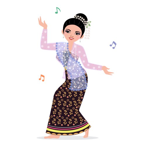 Kinnari myanmar dance Royalty Free Vector Image