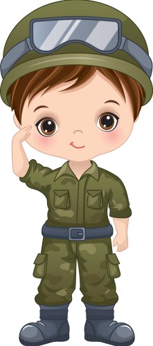 Cartoon cute military boy soldier Royalty Free Vector Image